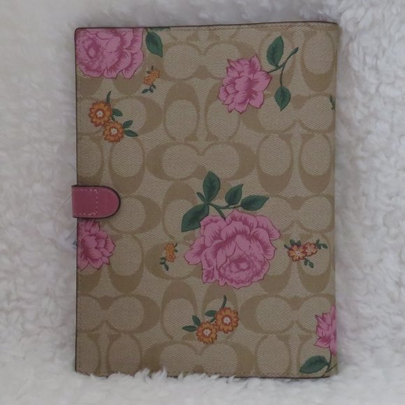 Coach | Office | Coach Signature Prairie Rose Notebook Khaki | Poshmark